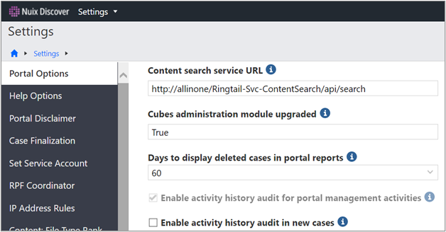 Nuix Discover configuration