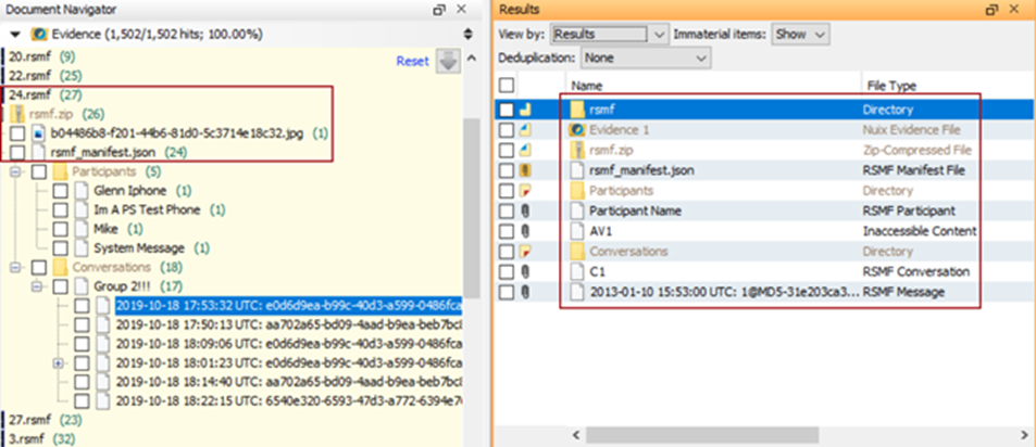 Ingest and export RSMF data