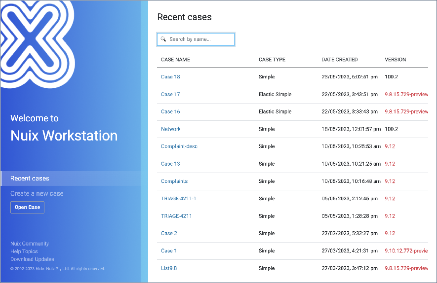 Navigate the Welcome to Nuix Workstation window